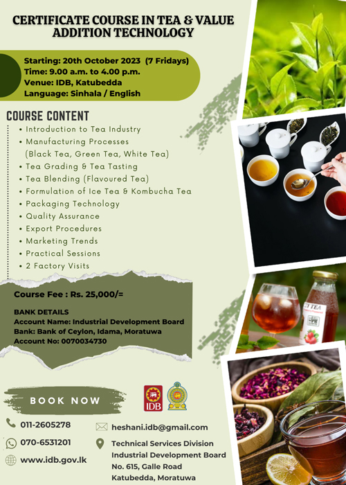 Certificate Course on Tea and Value Addition Technology | IDB