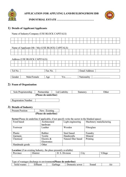 Application Forms - Industrial Development Board