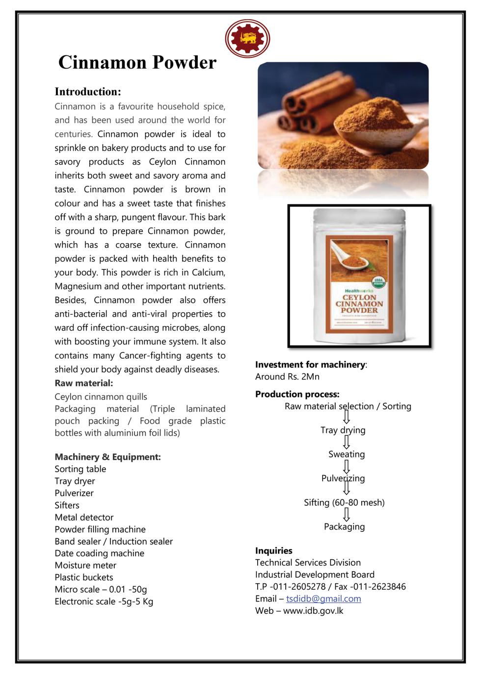 Product Profile - Industrial Development Board