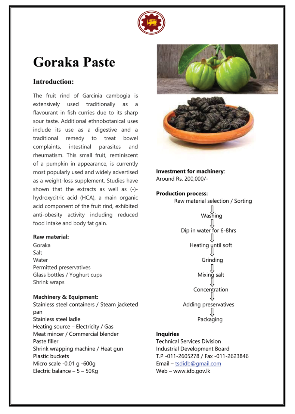 Product Profile - Industrial Development Board