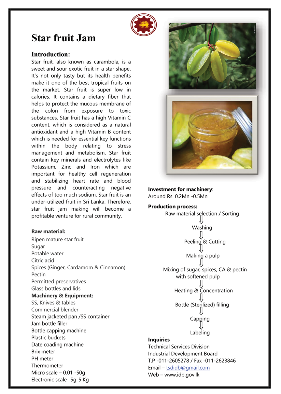 Product Profile - Industrial Development Board
